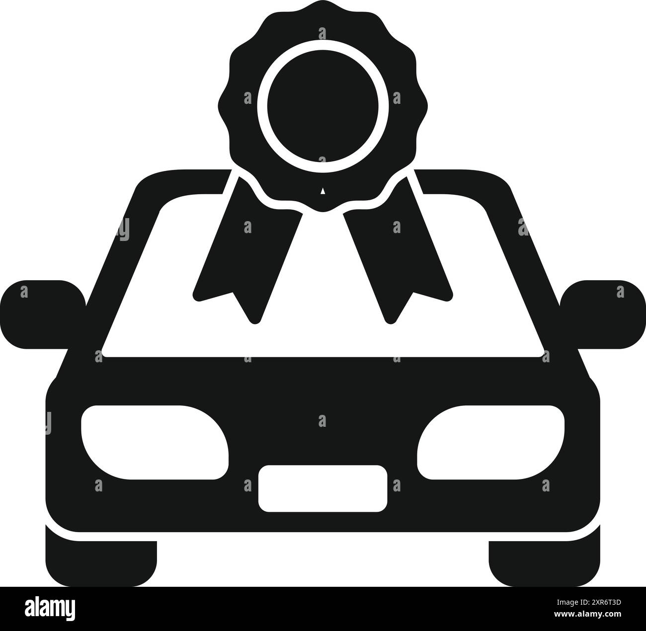 Simple icon representing a car winning a prize, for use in ...