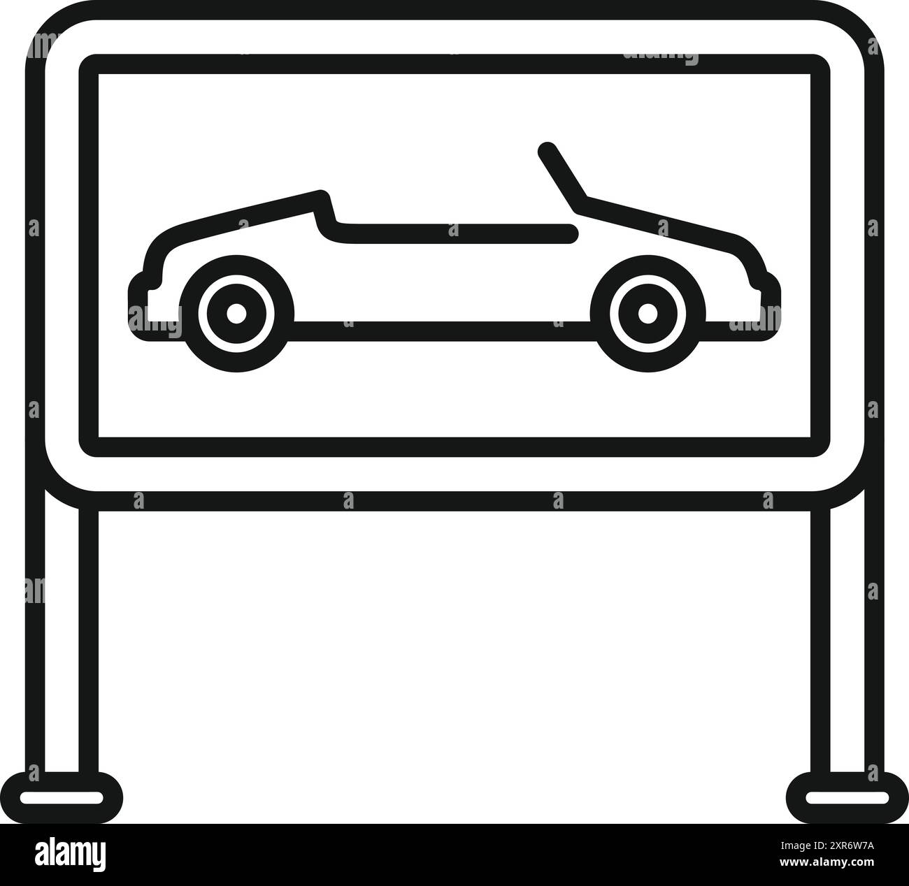 Line icon of a parking sign showing a convertible car silhouette Stock ...