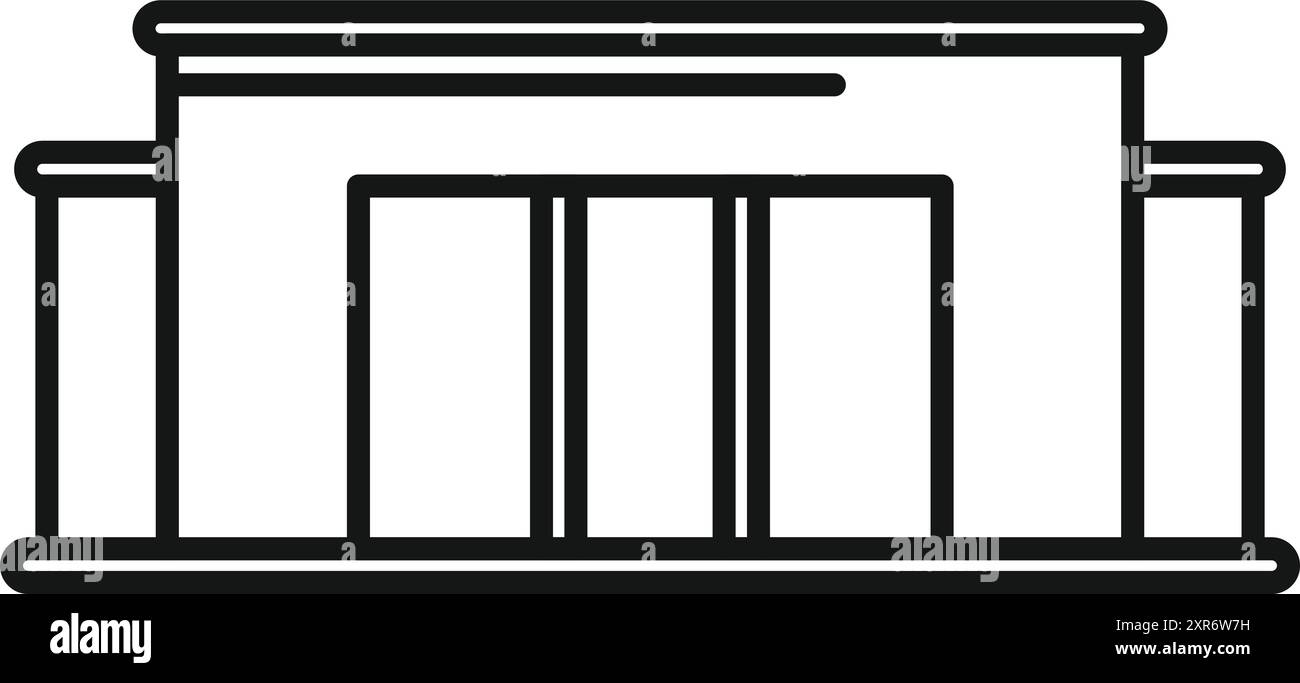 Minimalist outline drawing of a contemporary building facade featuring ...