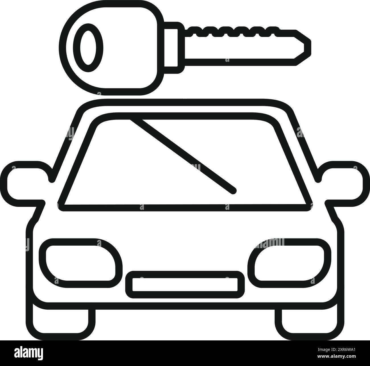 Line drawing of a car key unlocking a vehicle, representing car ...