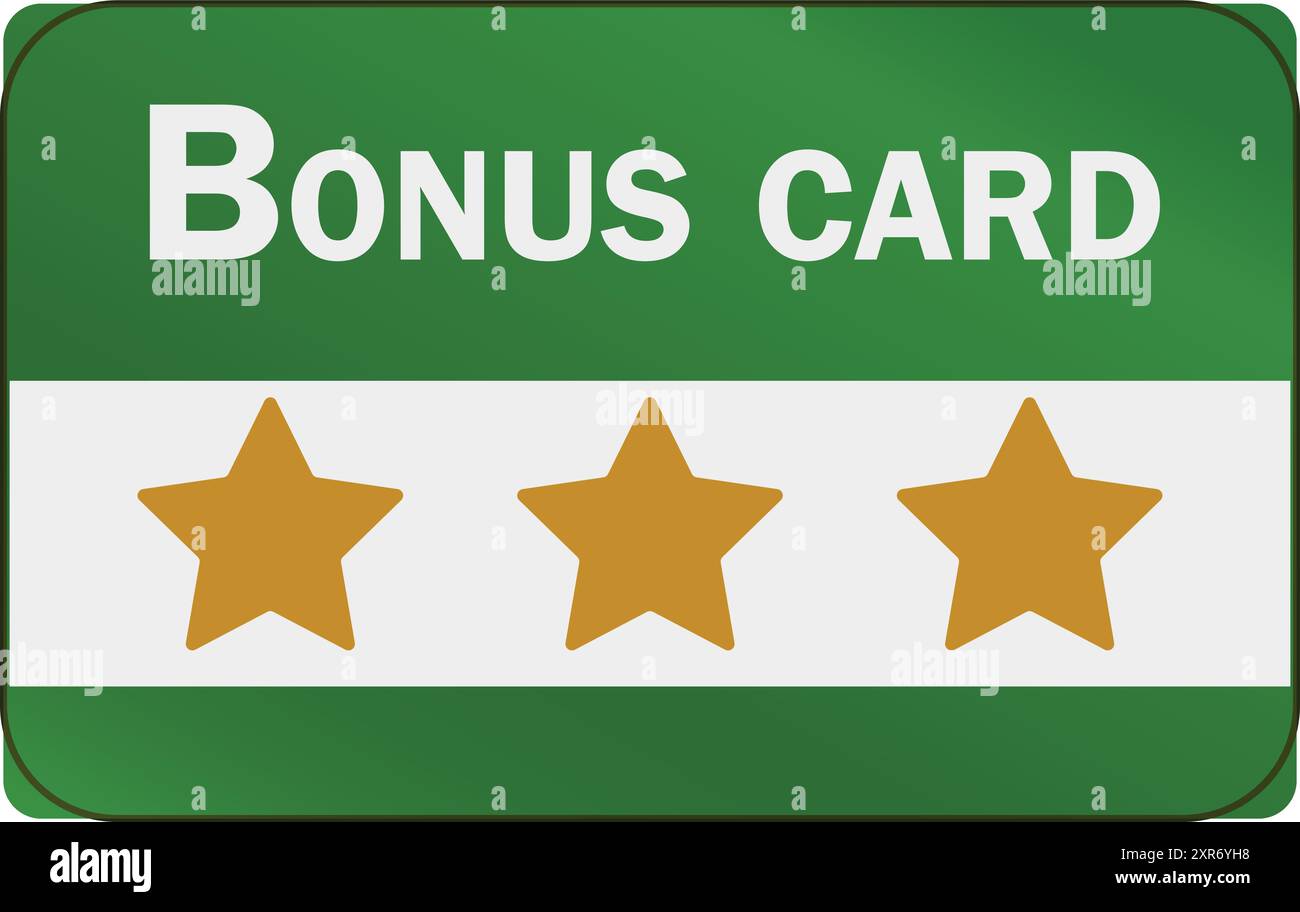 Green bonus card boasting three gold stars, rewarding customer loyalty ...