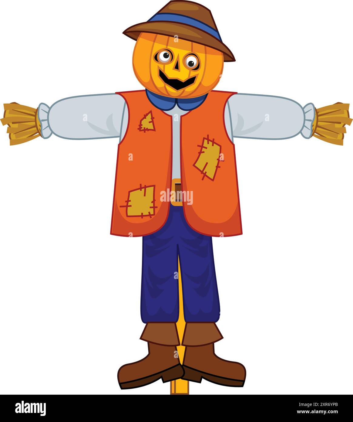 Orange scarecrow in green field Stock Vector Images - Alamy