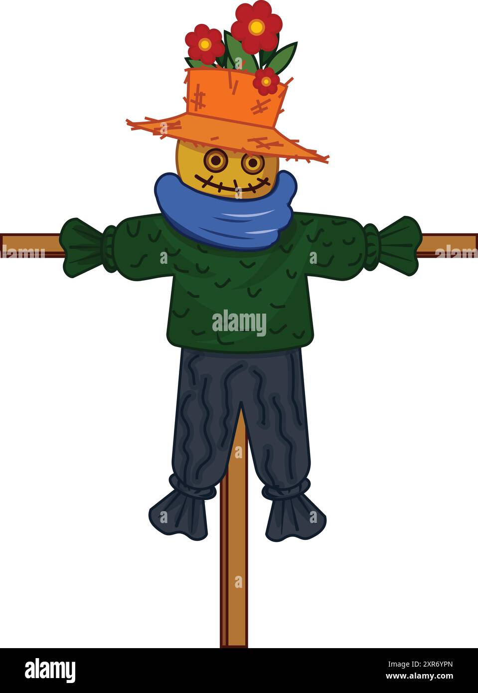Orange scarecrow in green field Stock Vector Images - Alamy