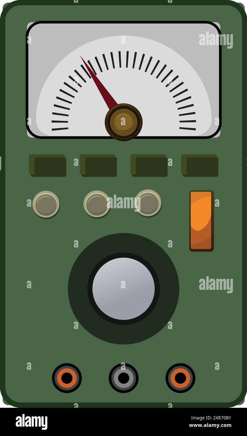 Analog measuring device with buttons and knobs showing the current ...