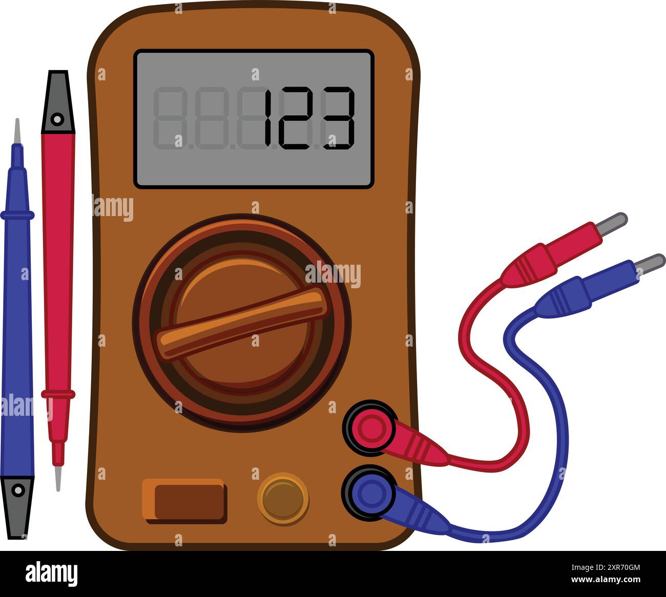 Digital multimeter is measuring voltage with probes Stock Vector Image ...