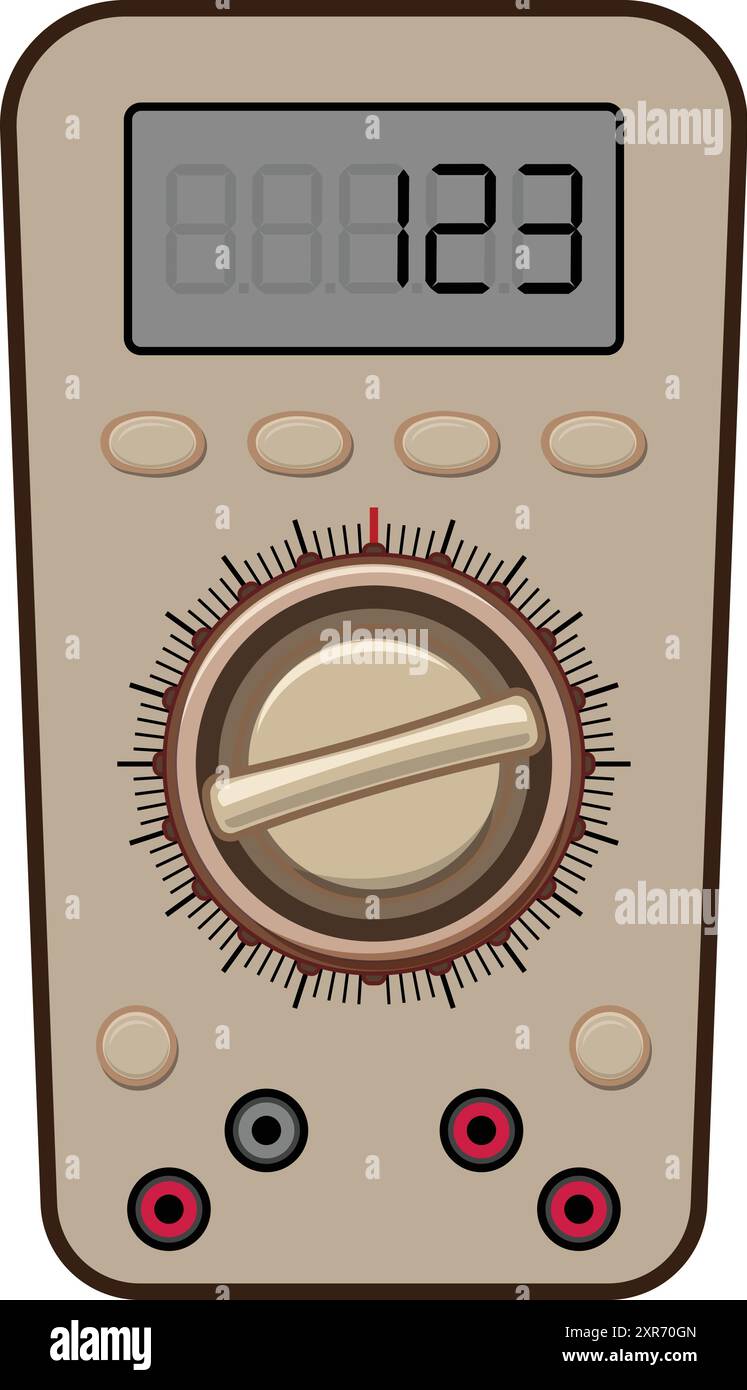 Digital multimeter showing measurement value, with buttons and rotary ...