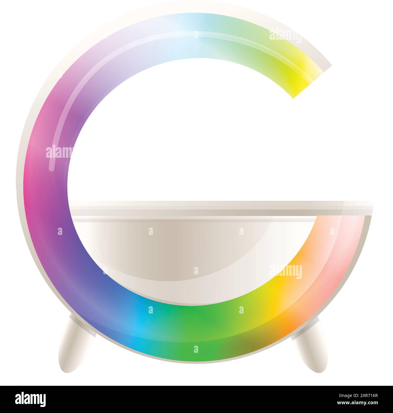 White desk lamp with a circular rainbow lampshade spreading light Stock ...