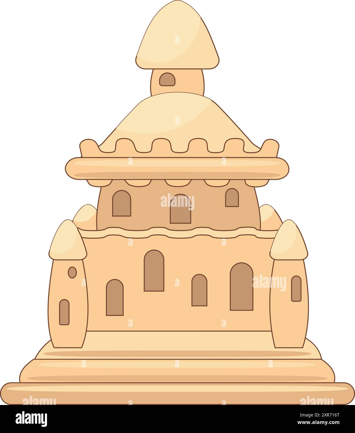Illustration of a sandcastle with towers and a gate, evoking childhood ...