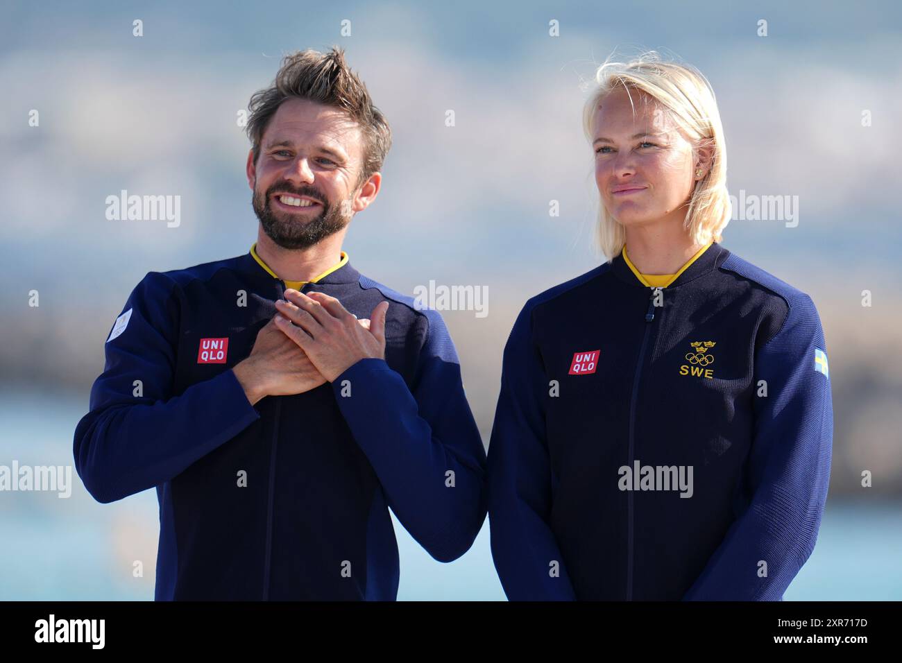 Anton DAHLBERG and Lovisa KARLSSON (Sweden) Bronze medal, Sailing, Mixed Dinghy during the ...