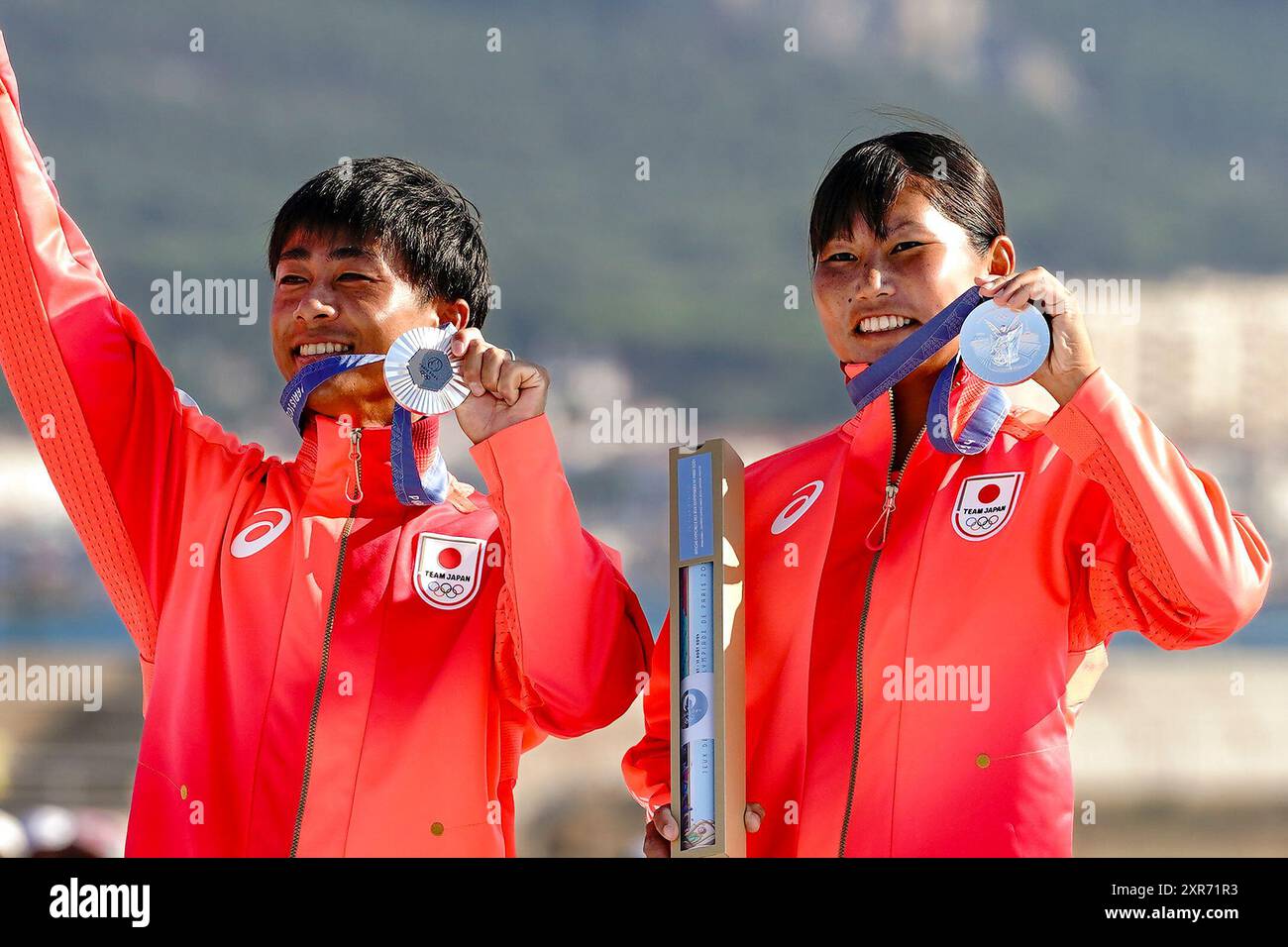 Keiju OKADA and Miho YOSHIOKA (Japan) Silver medal, Sailing, Mixed ...