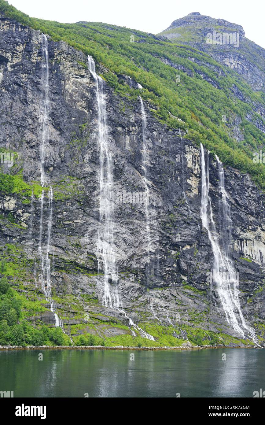 Seven Sisters Waterfall located in the Geirenger Fjord, municipality of ...