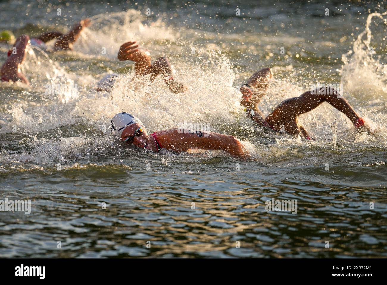 France's Marc-Antoine Olivier competes during the marathon swimming men ...