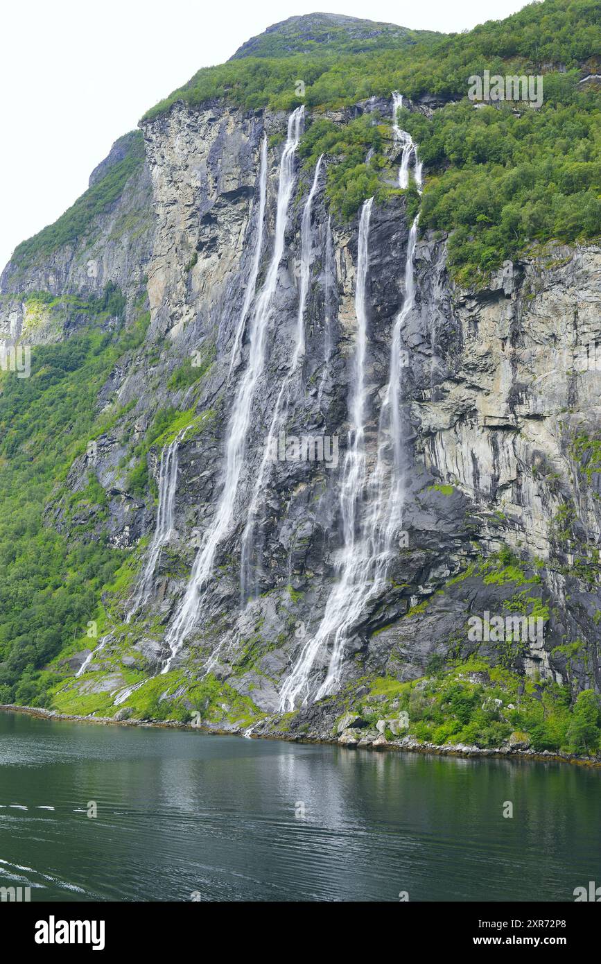 Seven Sisters Waterfall located in the Geirenger Fjord, municipality of ...