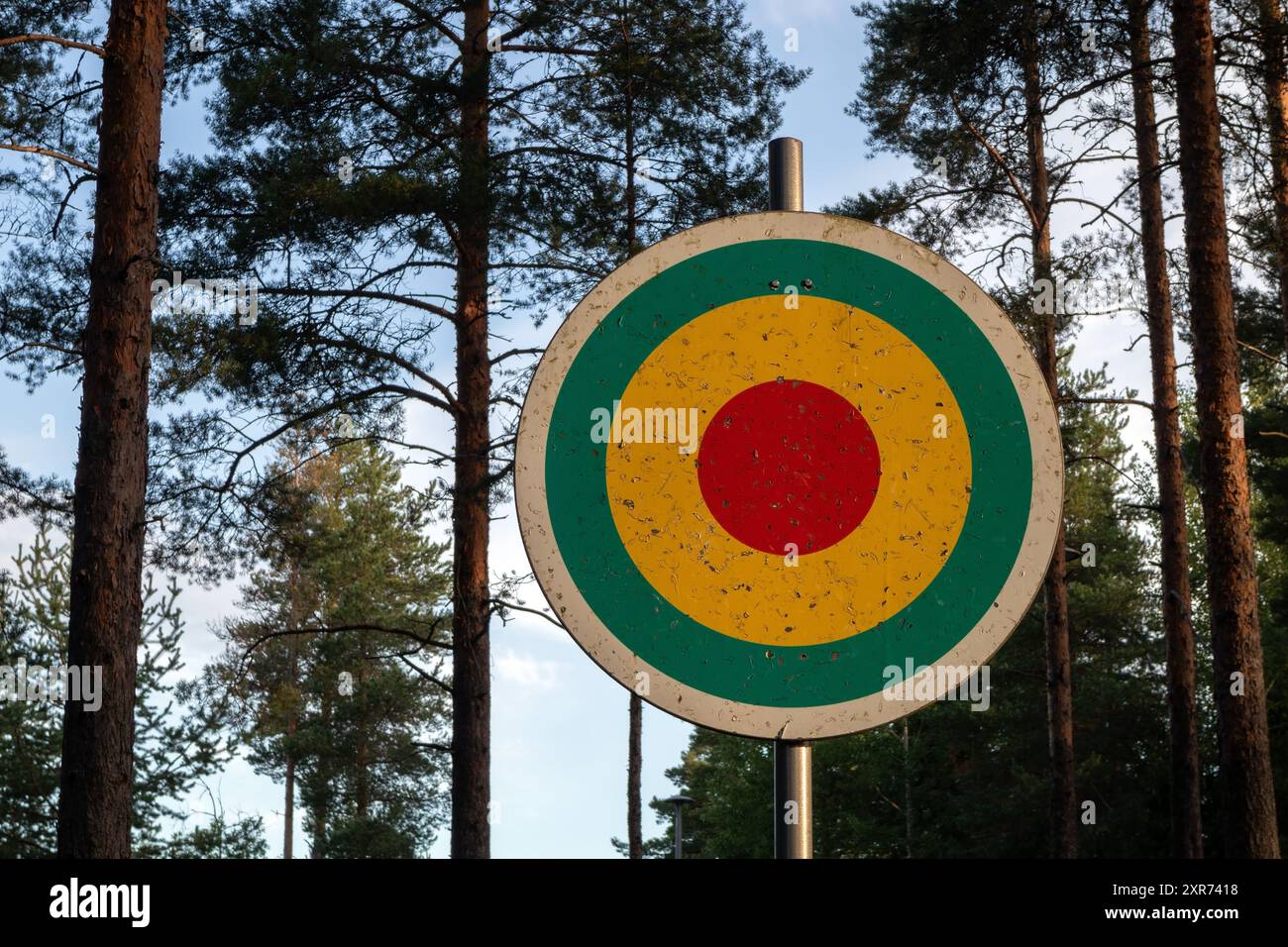 round circular target in the woods outdoors Stock Photo - Alamy