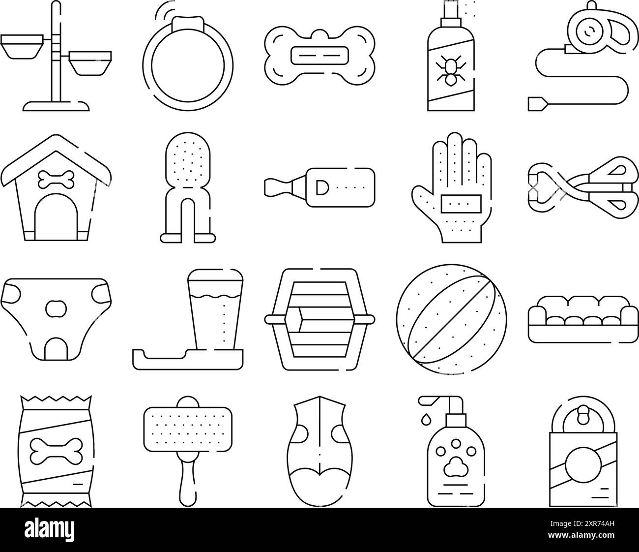 Dog Shop Accessories Collection Icons Set Vector Stock Vector Image ...