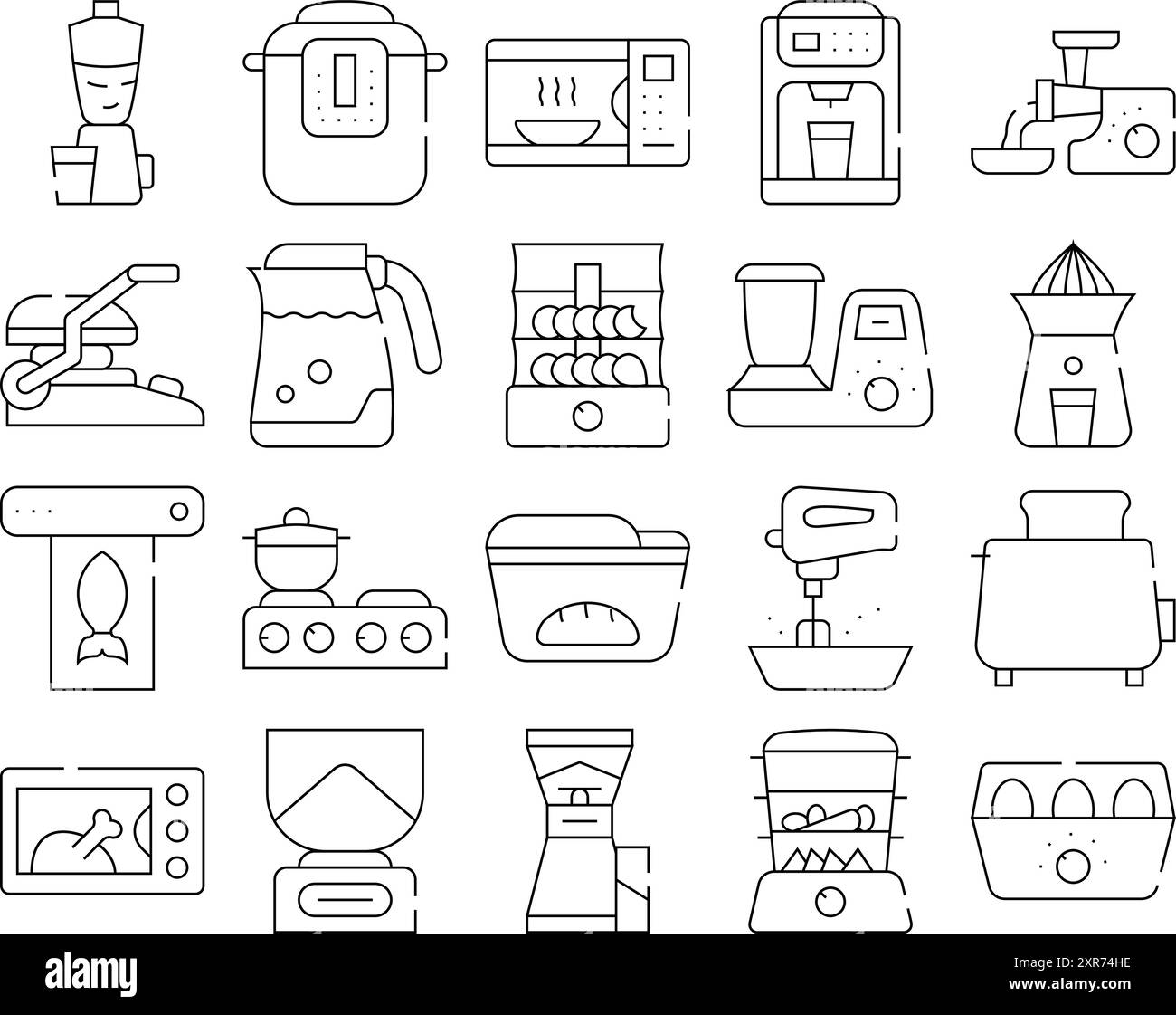 Kitchen Electronics Collection Icons Set Vector Illustrations Stock ...