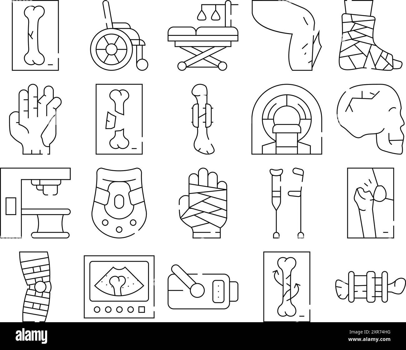 Fracture Accident Collection Icons Set Isolated Illustration Stock Vector Image And Art Alamy