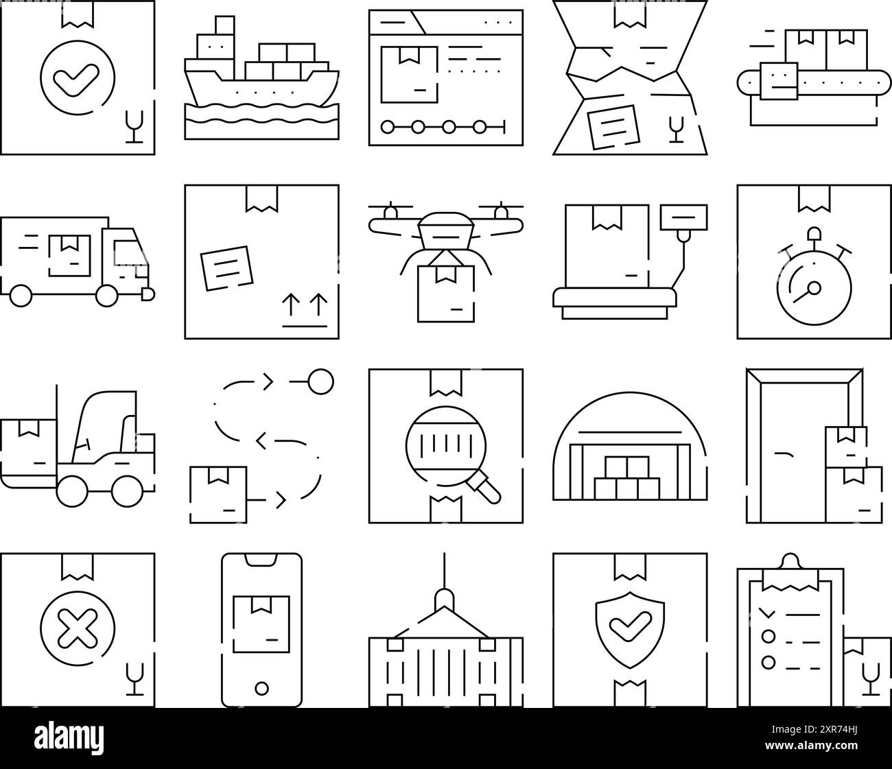 Logistics Service Collection Icons Set Vector Illustrations Stock ...