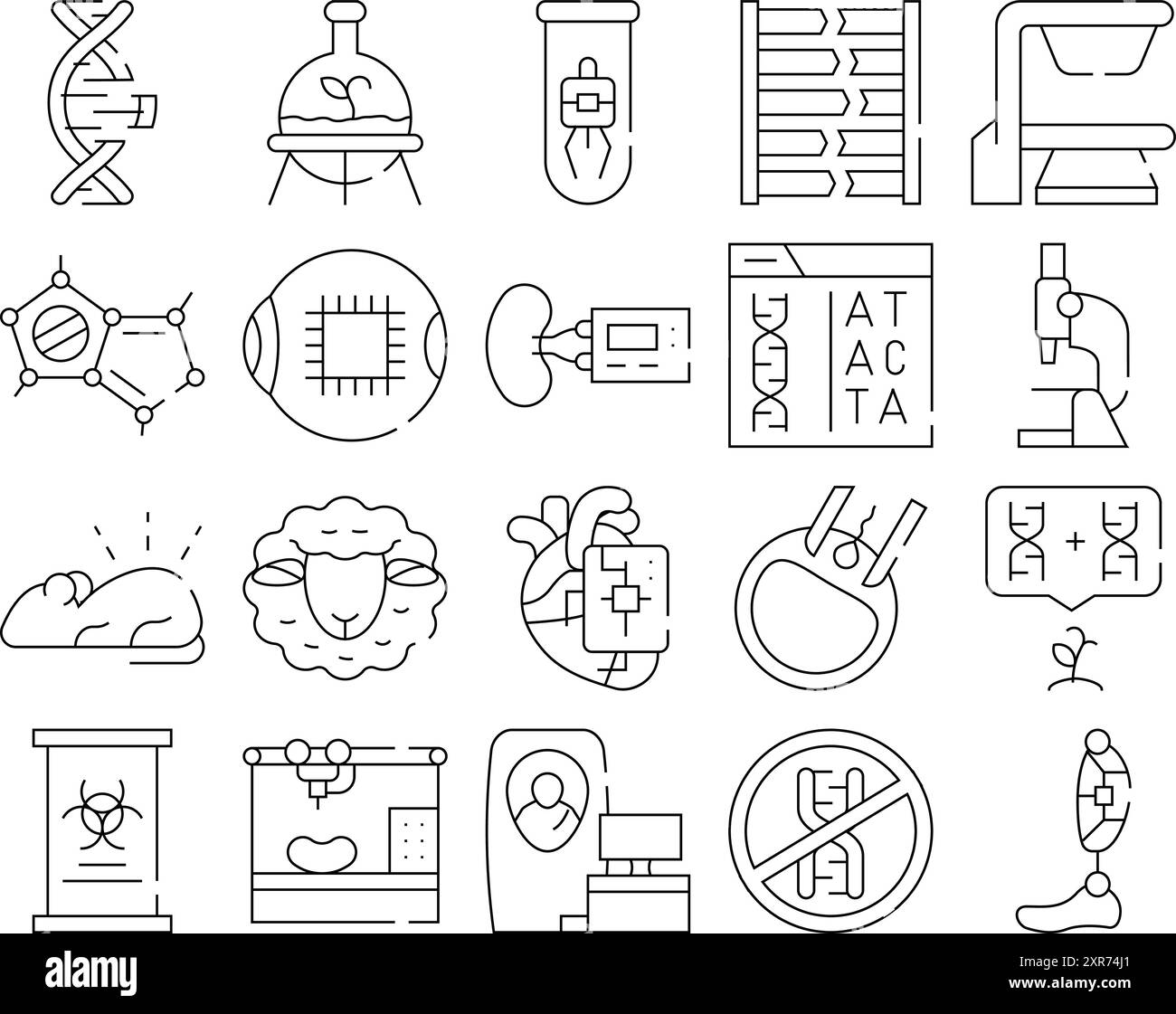 Biotech Technology Collection Icons Set Vector Illustrations Stock ...