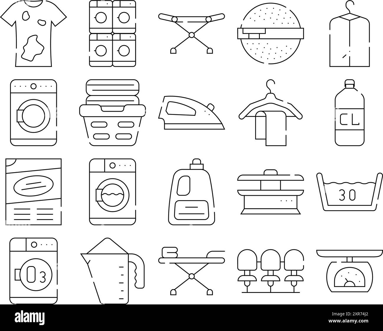 Laundry Service Tool Collection Icons Set Vector Stock Vector Image ...
