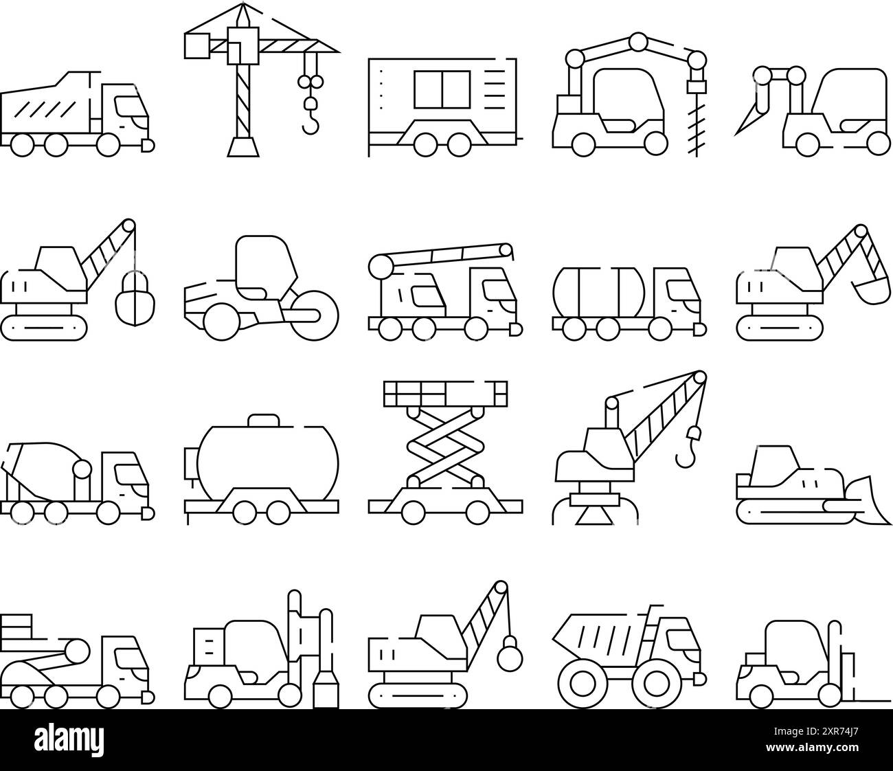 Construction Vehicle Collection Icons Set isolated illustration Stock ...