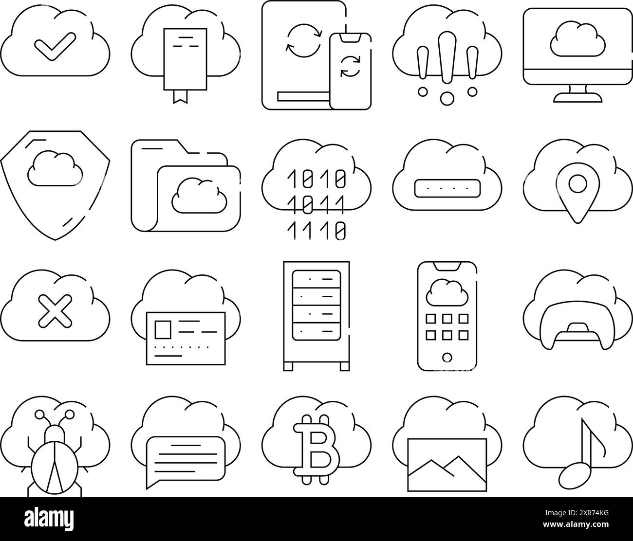 Cloud Service Storage Collection Icons Set Vector Stock Vector Image ...