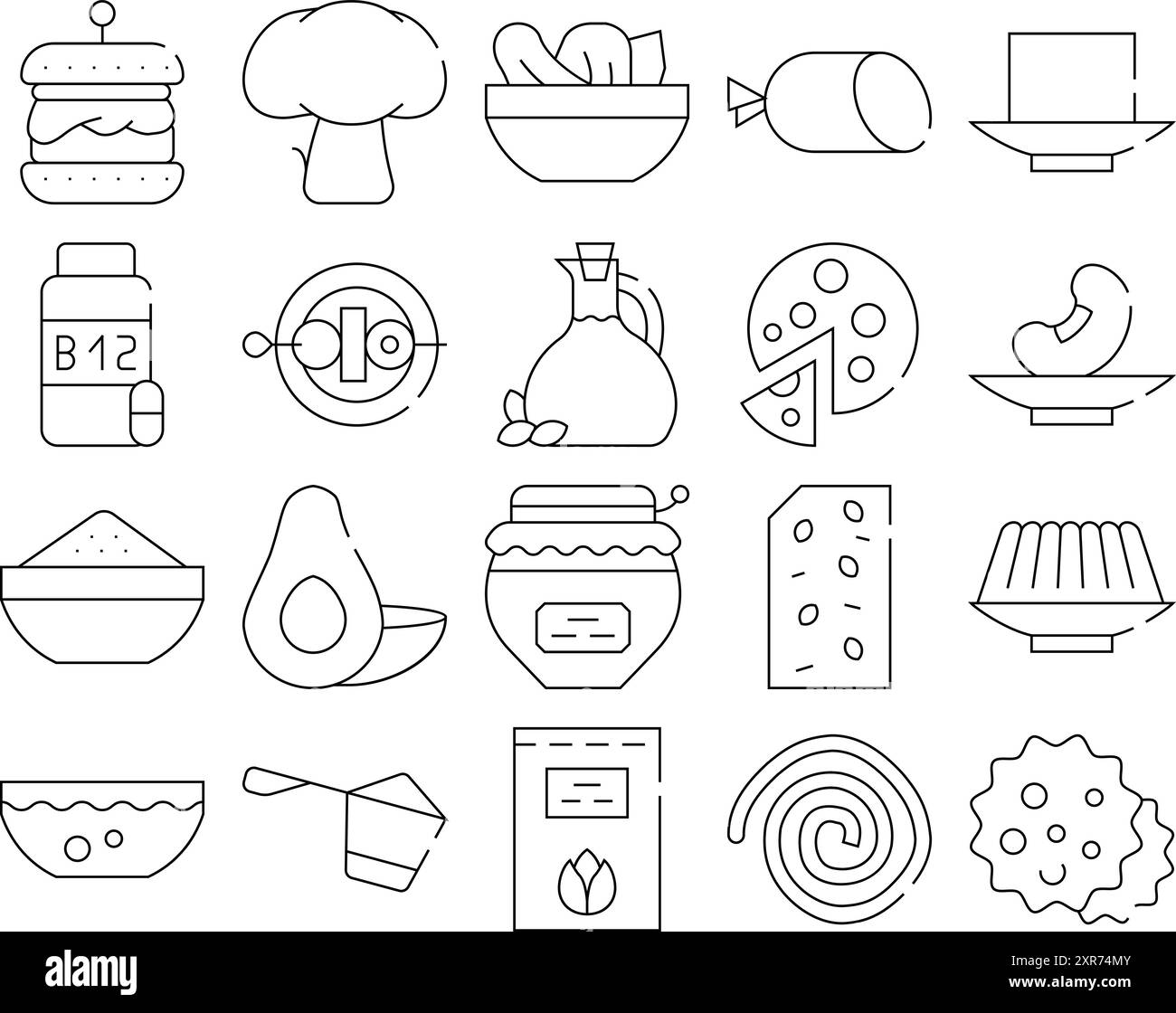 Vegan Menu Restaurant Collection Icons Set Vector Stock Vector Image ...