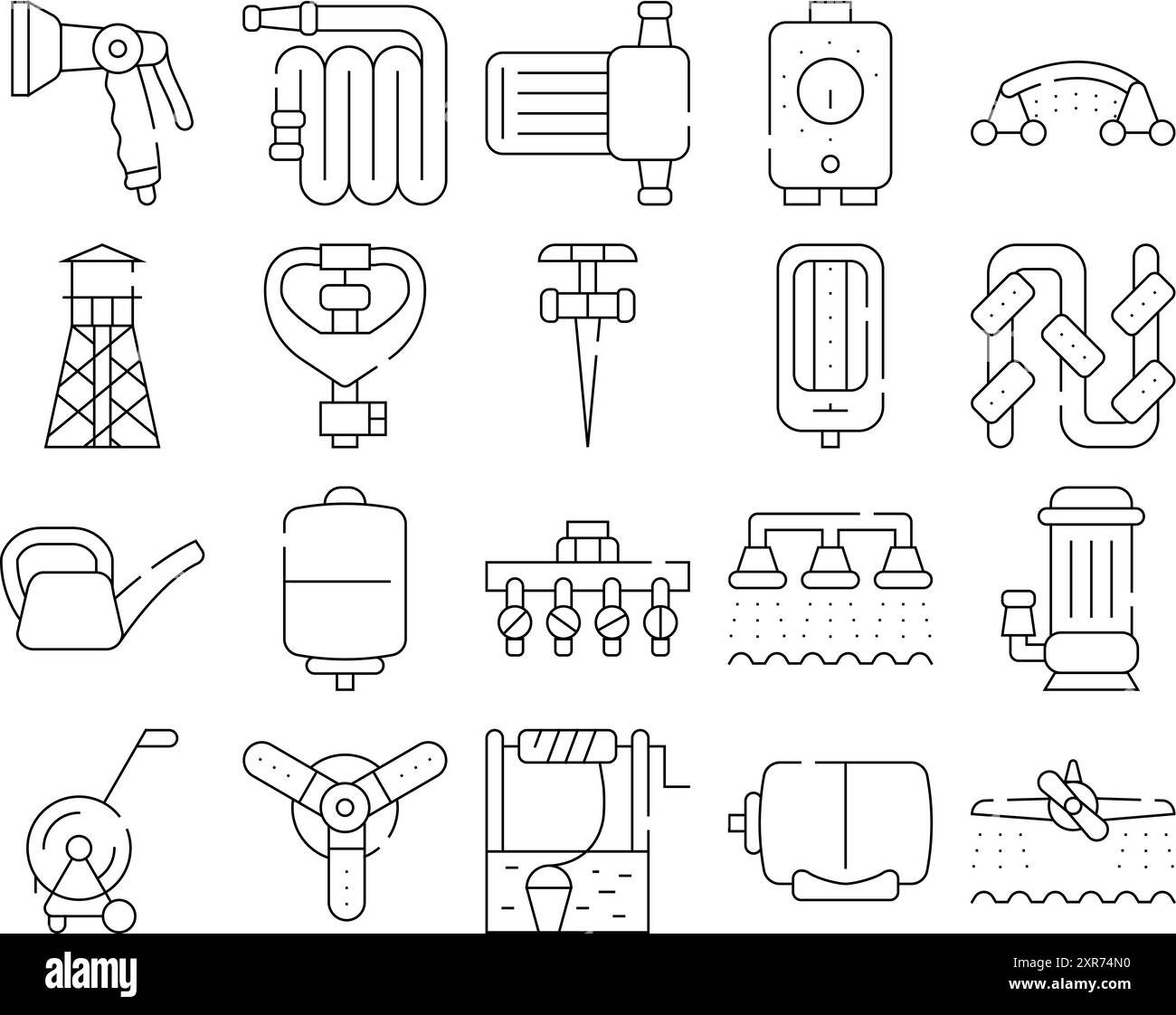 Irrigation System Collection Icons Set isolated illustration Stock ...