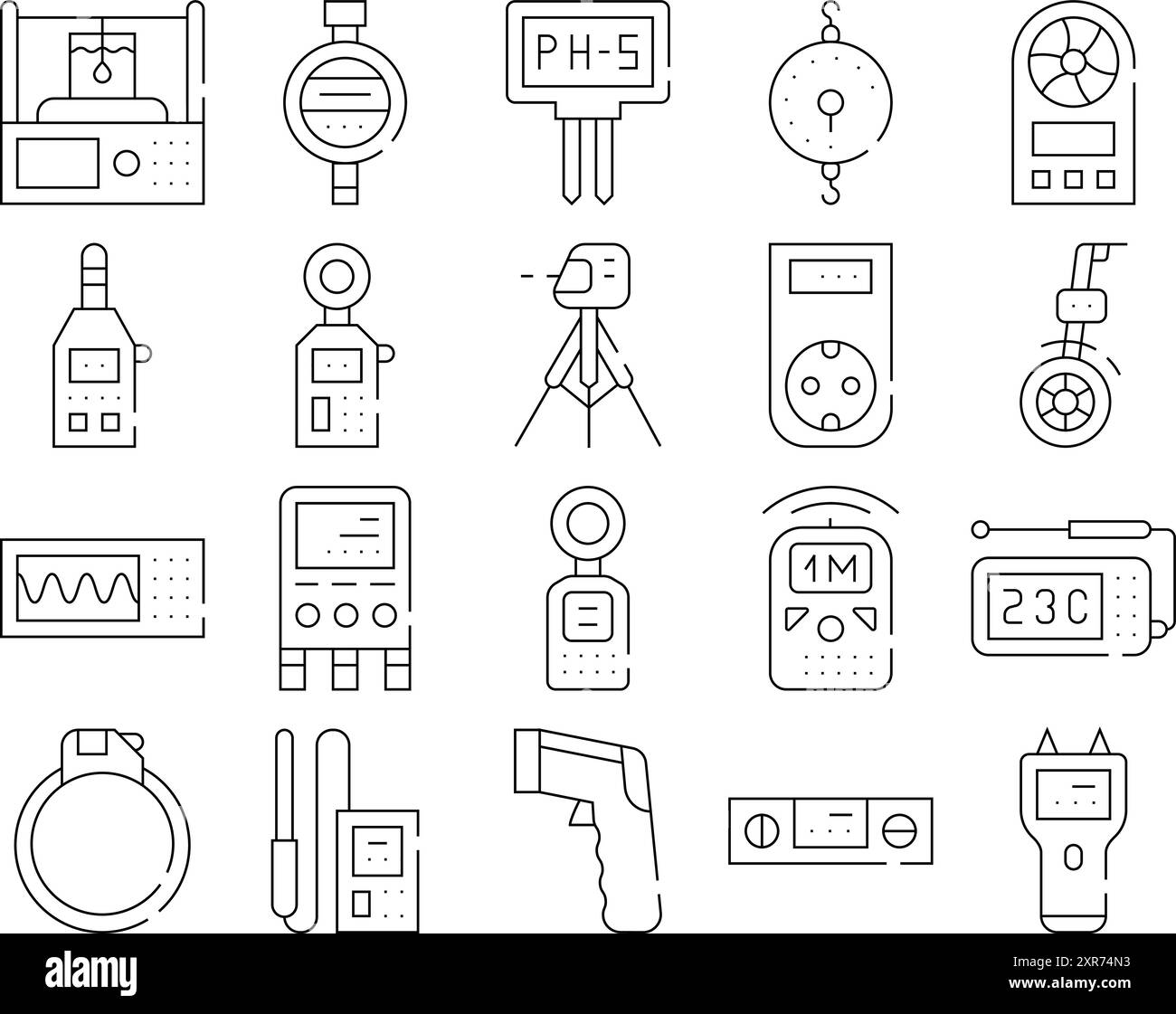 Measuring Equipment Collection Icons Set isolated illustration Stock ...