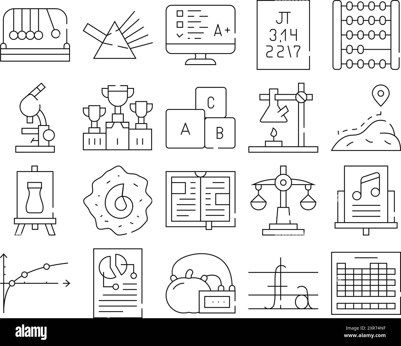 Education Science Collection Icons Set Vector Illustrations Stock ...