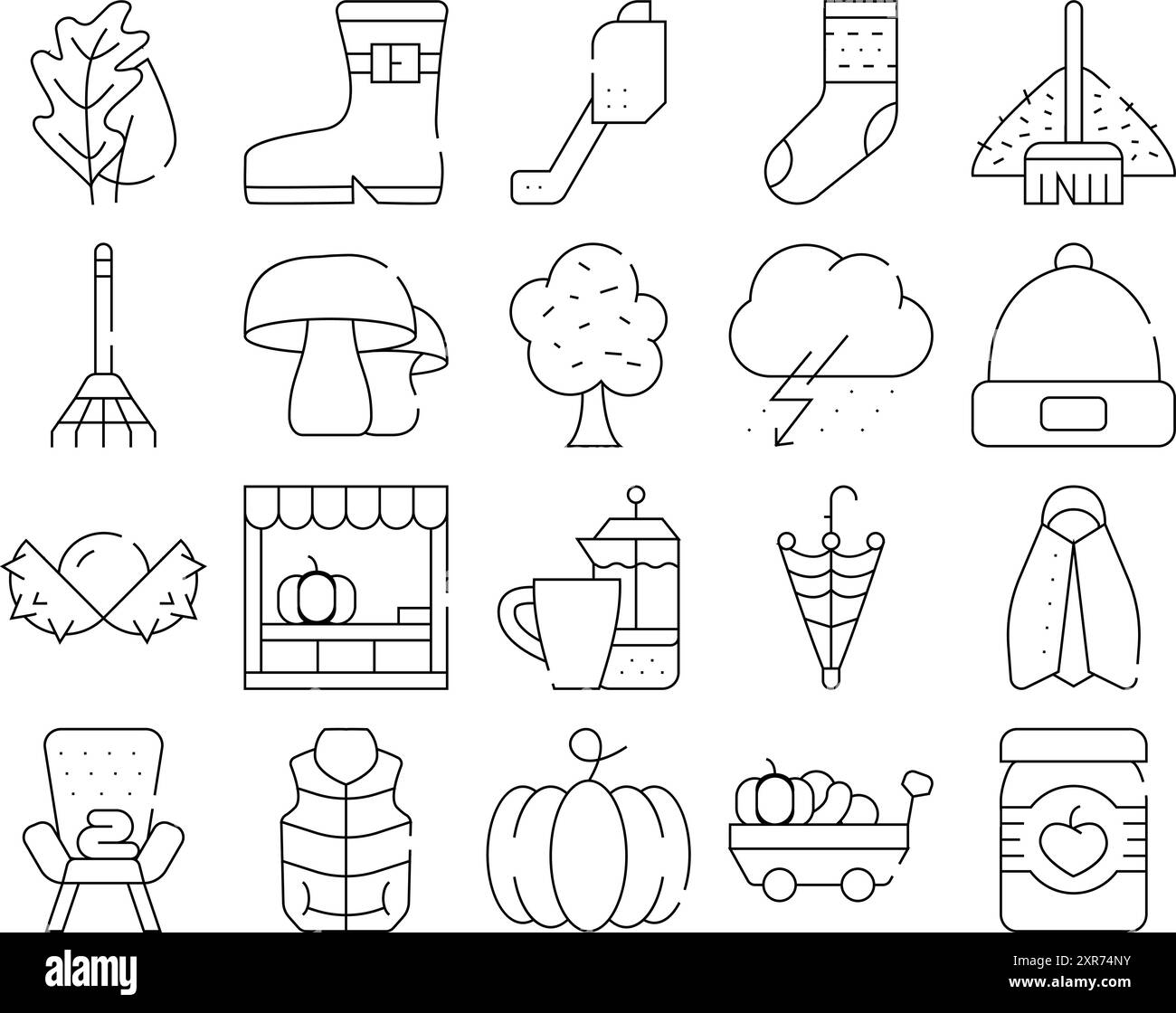 Autumn Season Objects Collection Icons Set Vector Stock Vector Image ...