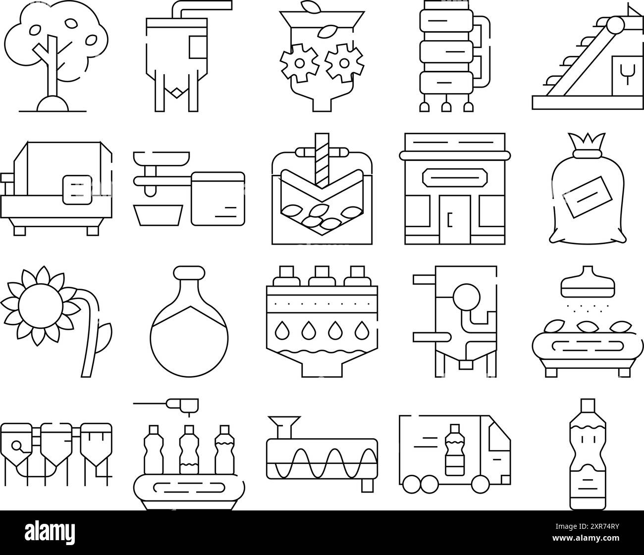 Oil Production Plant Collection Icons Set Vector Stock Vector Image ...