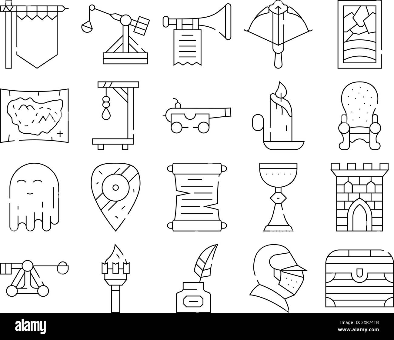 Medieval Middle Age Collection Icons Set Vector Stock Vector Image ...