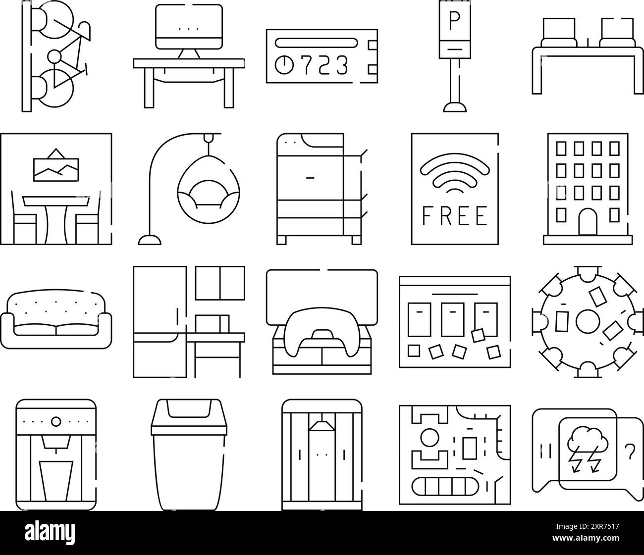 Coworking Work Office Collection Icons Set Vector Stock Vector Image ...
