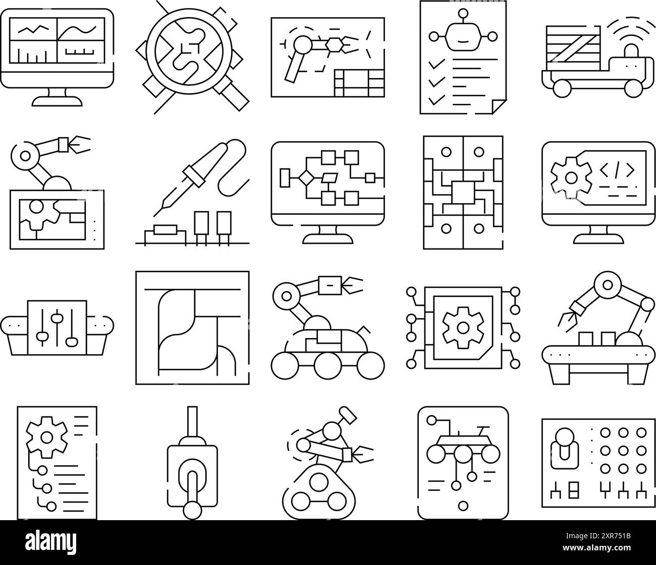 Automation Engineer Collection Icons Set Vector Illustrations Stock ...
