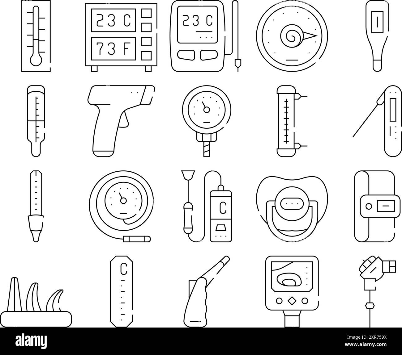 Thermometer Device Collection Icons Set Vector black Stock Vector Image & Art - Alamy