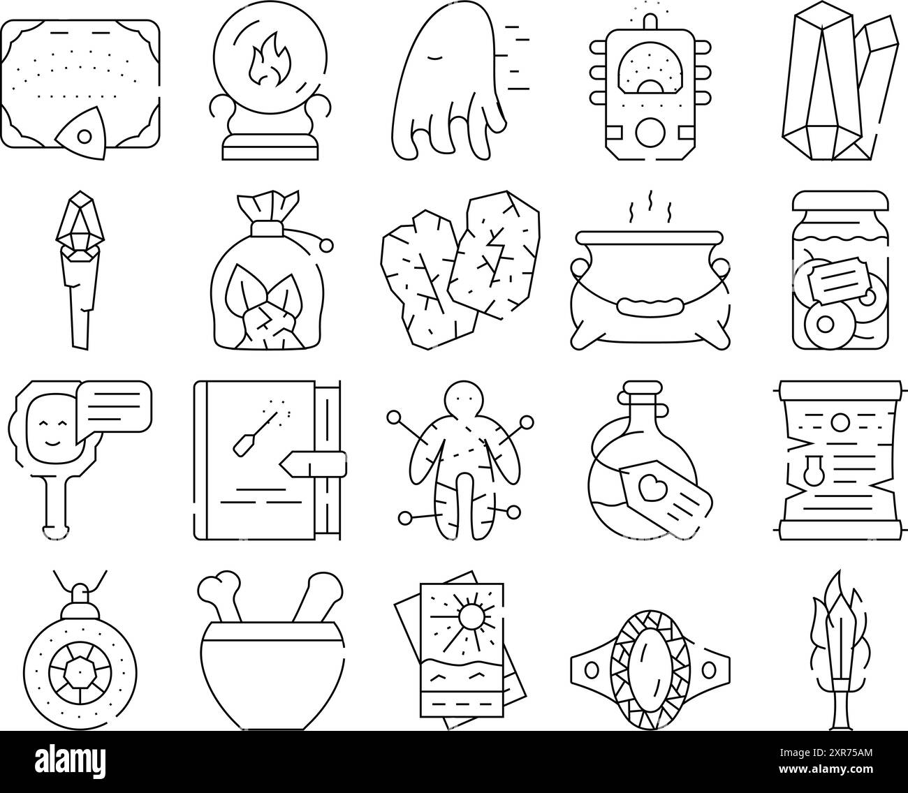 Magic Mystery Objects Collection Icons Set Vector Stock Vector Image ...