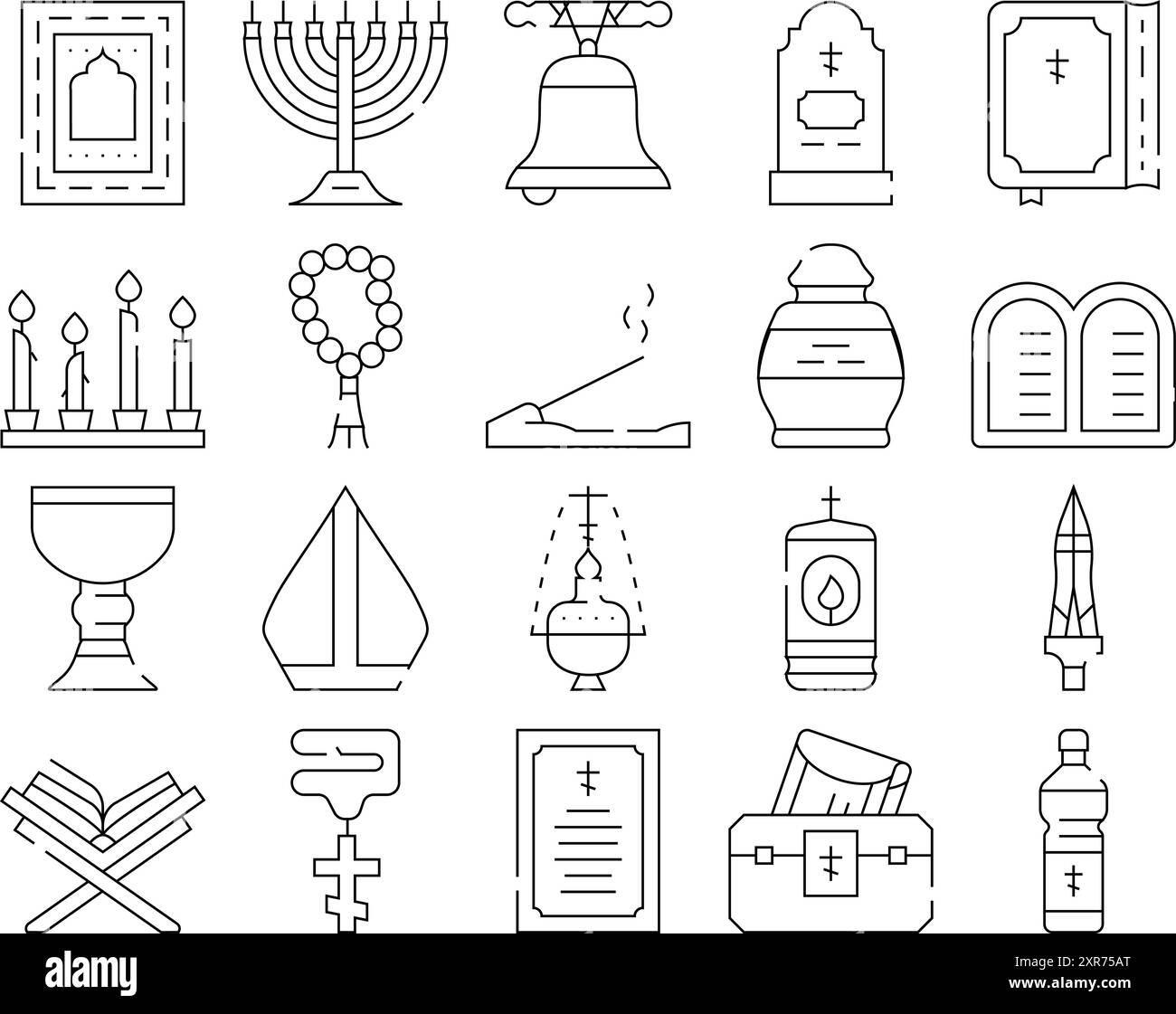 Religion Holy Praying Collection Icons Set Vector Stock Vector Image ...