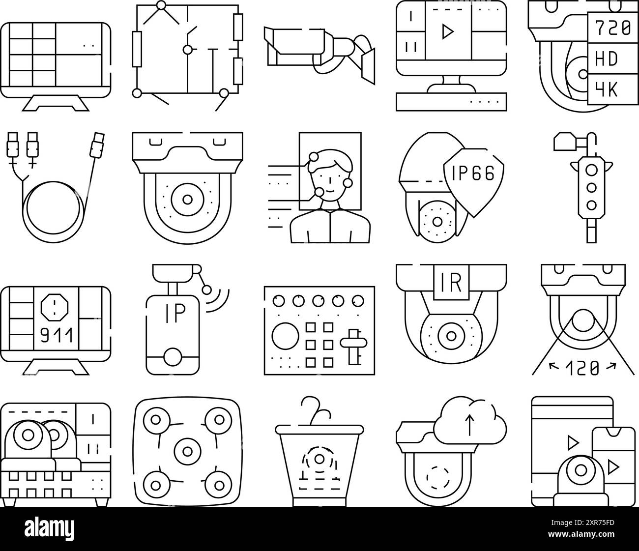 Cctv Camera Security Collection Icons Set Vector Stock Vector Image ...