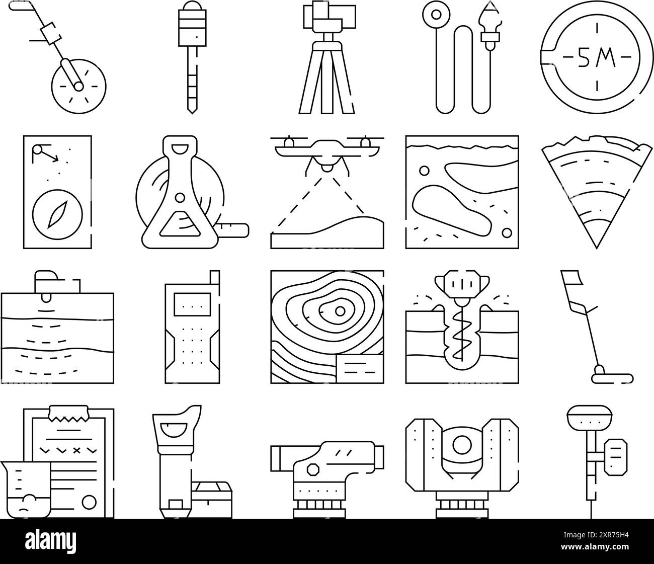 Geodesy Equipment Collection Icons Set Vector Illustration Stock Vector ...