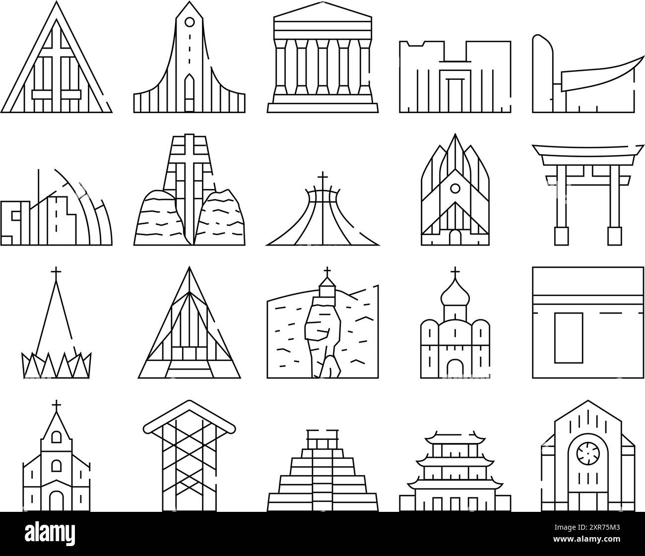 Temple Construction Collection Icons Set Vector black Stock Vector Image & Art - Alamy