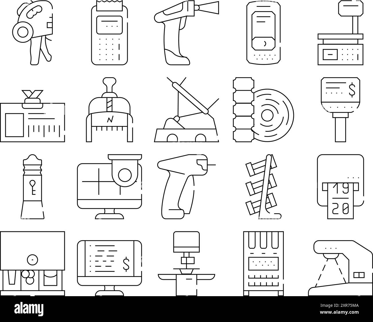 Shop Equipment Device Collection Icons Set Vector Stock Vector Image ...