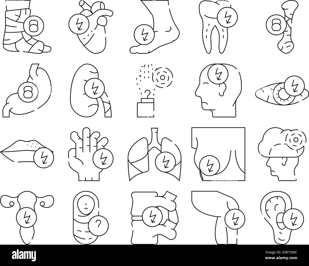 Body Aches Problem Collection Icons Set Vector Stock Vector Image & Art ...