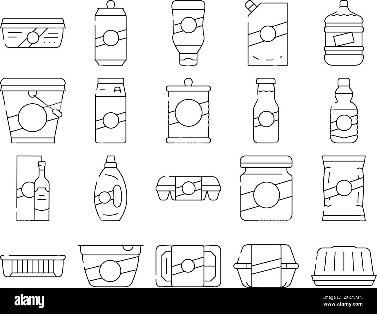 Package For Product Collection Icons Set Vector Stock Vector Image ...