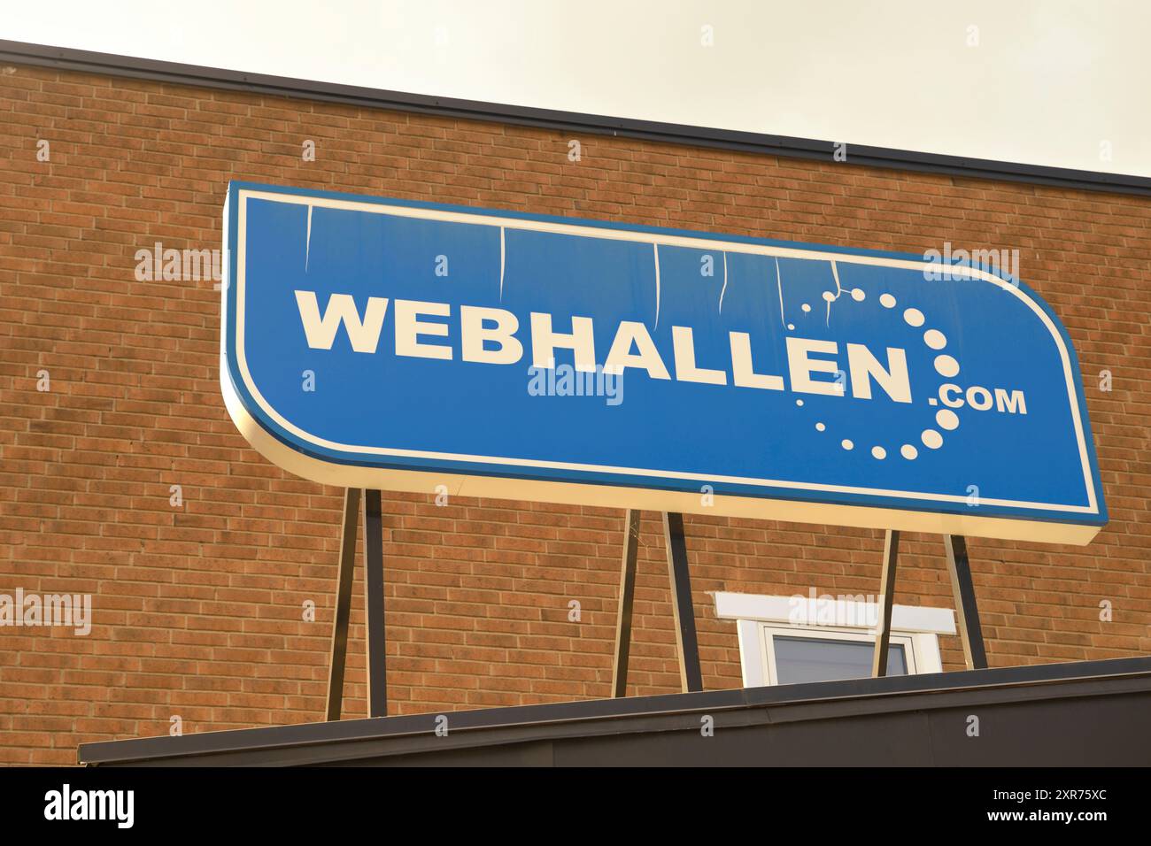 Stockholm, Sweden August 7th, 2024 Webhallen logo on a roof Stock Photo - Alamy