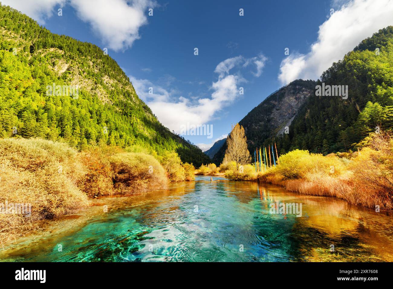 Amazing river with azure crystal clear water among mountains Stock ...