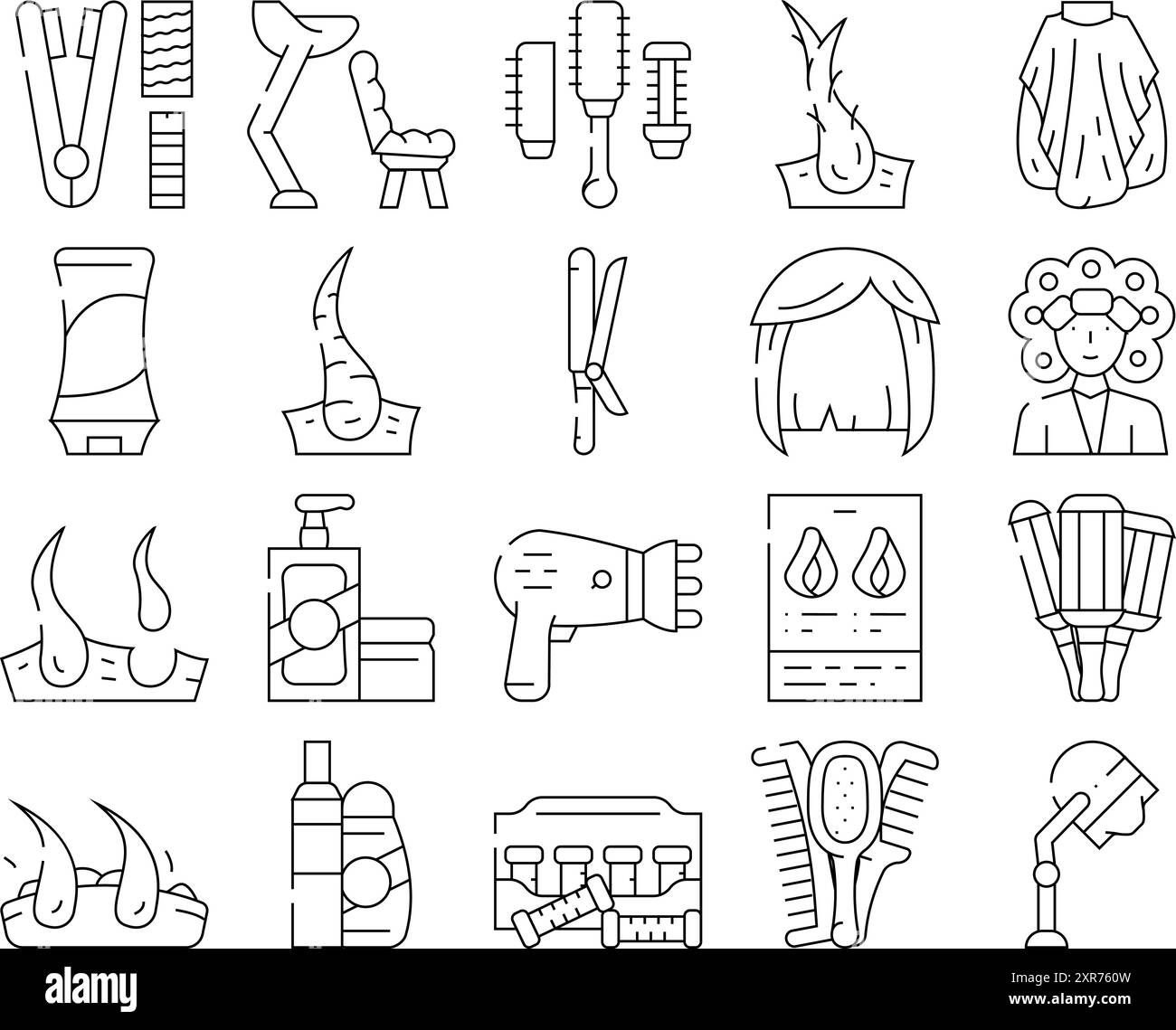 Healthy Hair Treatment Collection Icons Set Vector Stock Vector Image ...