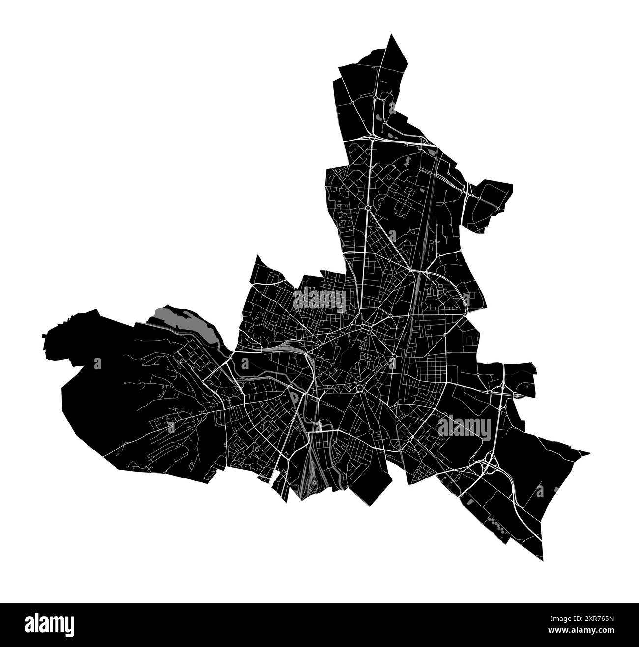 Map of Dijon, France. Detailed city vector map, metropolitan area ...