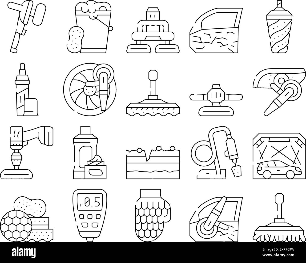 Car Polishing Tool Collection Icons Set Vector Stock Vector Image & Art ...