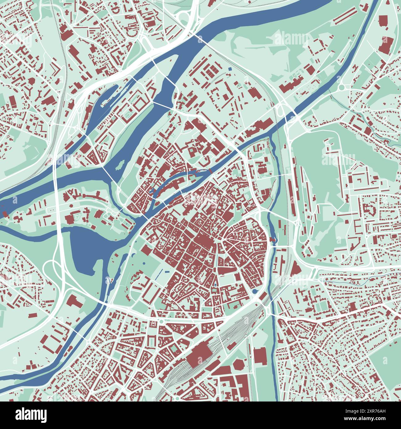 Metz map, France. City map, vector streetmap with buildings and roads ...
